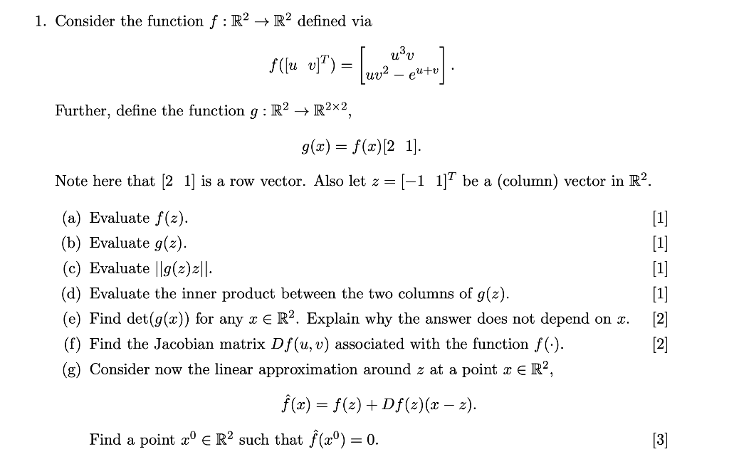 Solved 1. Consider the function f:R2→R2 defined via | Chegg.com