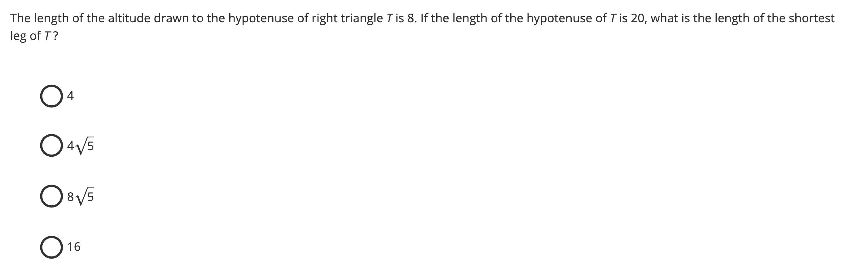 Solved The length of the altitude drawn to the hypotenuse of | Chegg.com