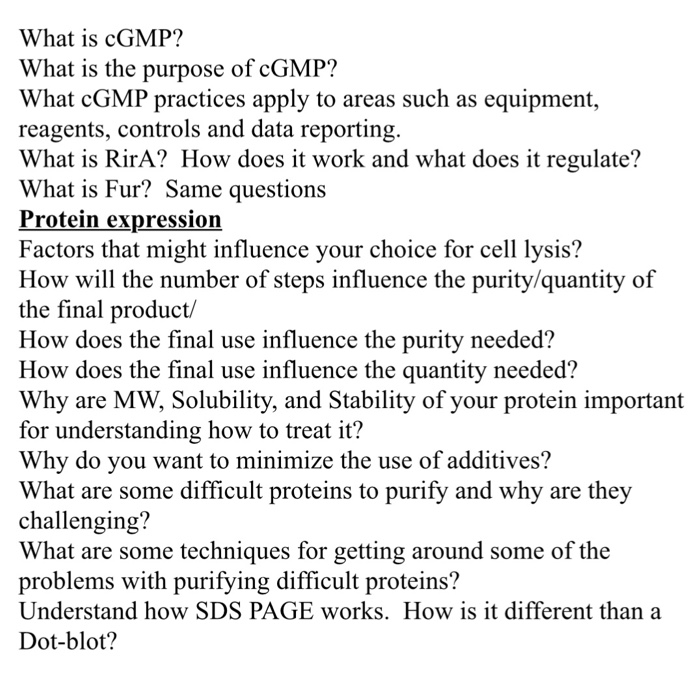 Solved What is cGMP? What is the purpose of cGMP? What cGMP | Chegg.com