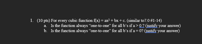 Solved 1. (10 pts) For every cubic function f(x)=ax2+bx+c. | Chegg.com