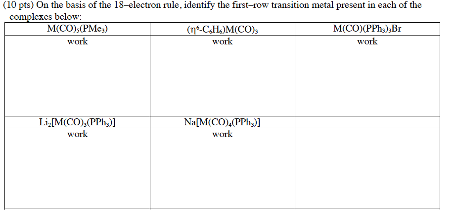 Solved (10 pts) On the basis of the 18-electron rule, | Chegg.com