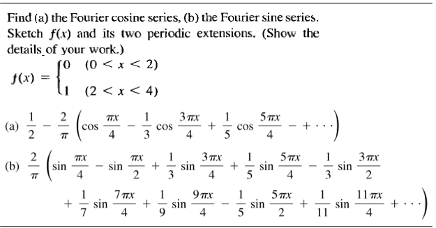 Solved Find (a) the Fourier cosine series, (b) the Fourier | Chegg.com