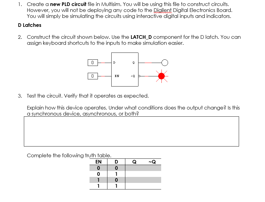 1. Create a new PLD circuit file in Multisim. You | Chegg.com