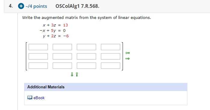 Solved + -14 points oscolAlg1 7.R.568. 4. Write the | Chegg.com