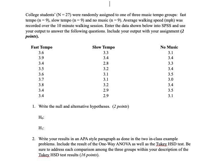 Solved College students' (N=27) were randomly assigned to | Chegg.com