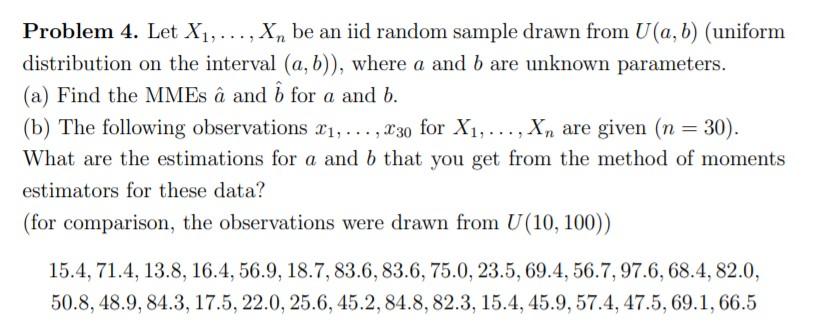 Solved Problem 4. Let X1,..., X, be an iid random sample | Chegg.com