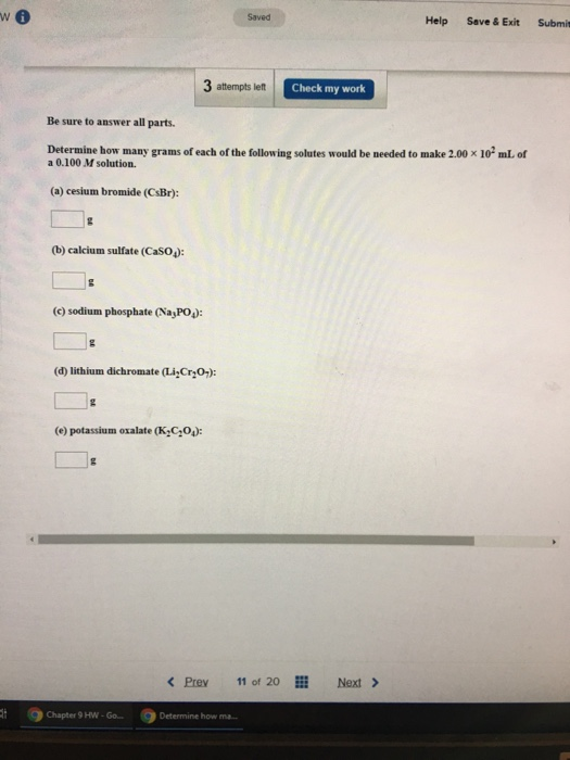 Solved Saved Help Save& Exit Submit 3 attempts left C Check | Chegg.com