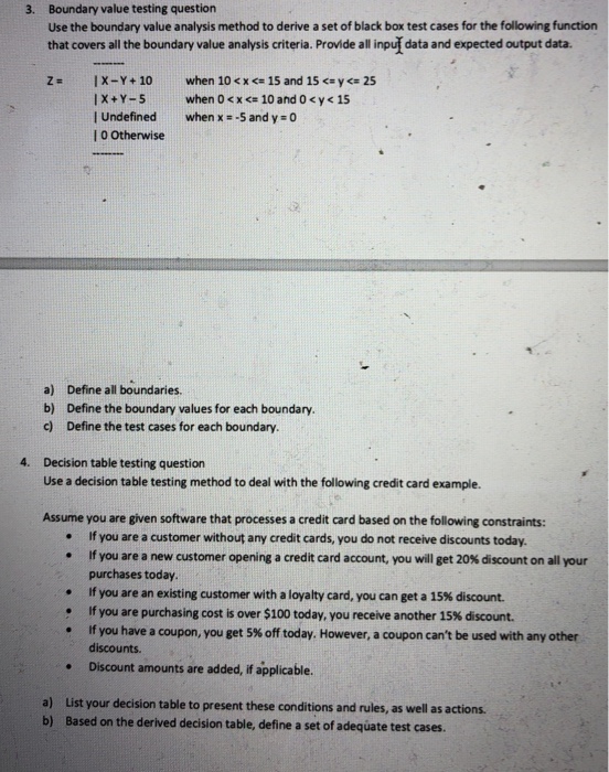 Boundary value testing question Use the boundary | Chegg.com