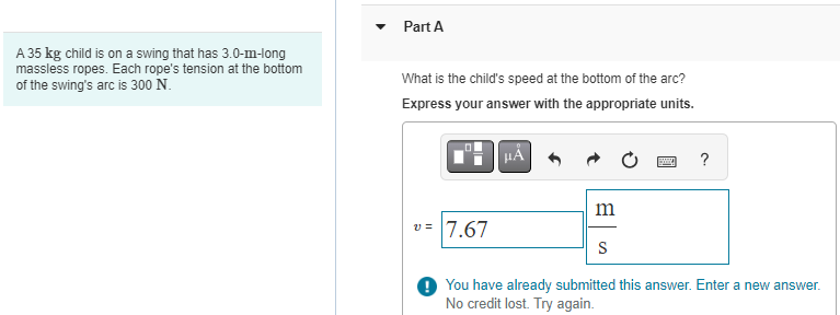 Solved A 35 kg child is on a swing that has 3.0−m-long | Chegg.com