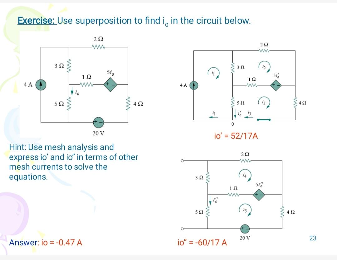 Solved Example Use superposition to find vx in the circuit | Chegg.com