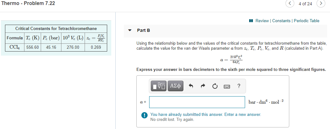 Solved Thermo - Problem 7.22 4 of 24 Review Constants | Chegg.com