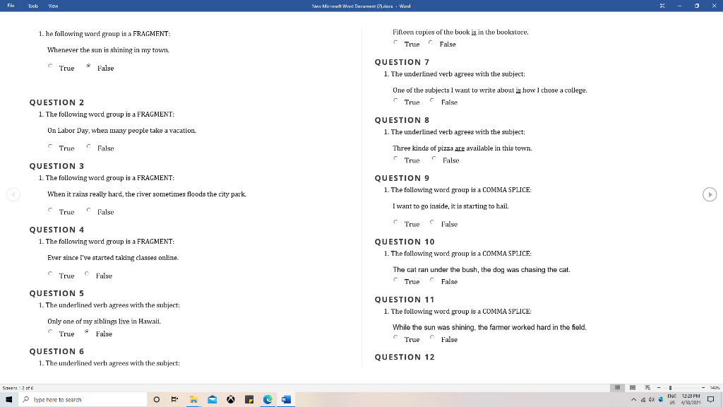 Solved File Toot View New Microft Word Document.dors - Word | Chegg.com