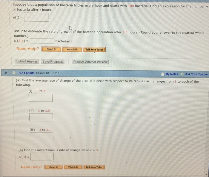 Solved Suppose that a population of bacteria triples every | Chegg.com