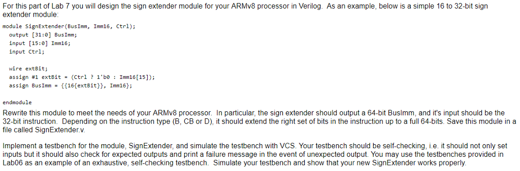 For this part of Lab 7 you will design the sign | Chegg.com