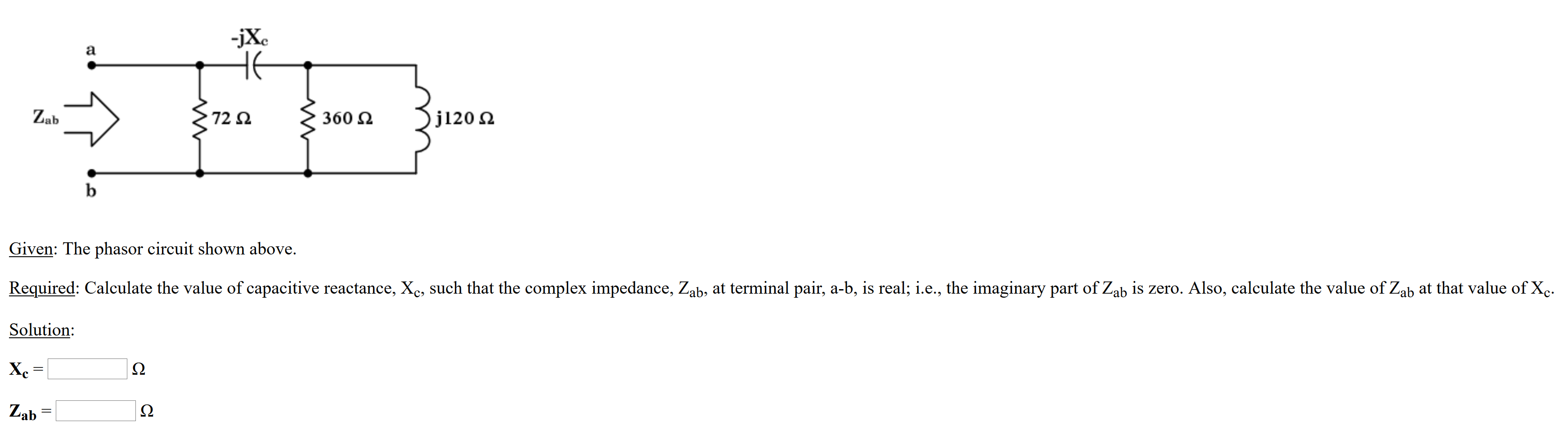 Solved il20 Given: The phasor circuit shown above. Required: | Chegg.com