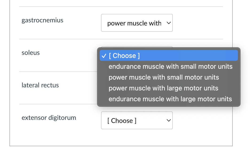 Solved gastrocnemius power muscle with ∨ soleus [ Choose ] | Chegg.com