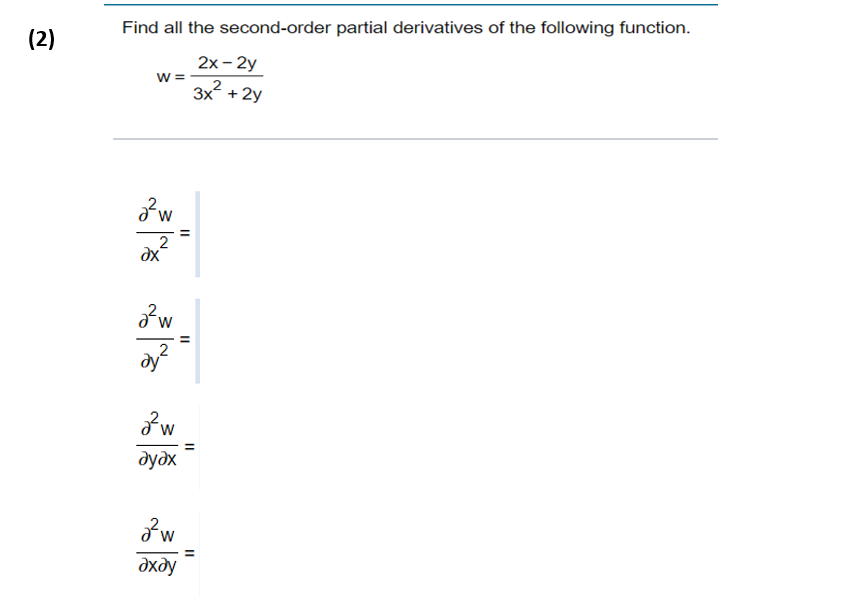 Solved Find all the second-order partial derivatives of the | Chegg.com