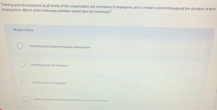 Solved Training and development at all levels of the | Chegg.com