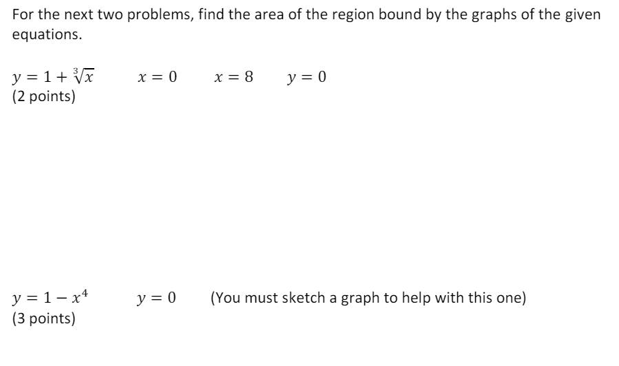 Solved For the next two problems, find the area of the | Chegg.com