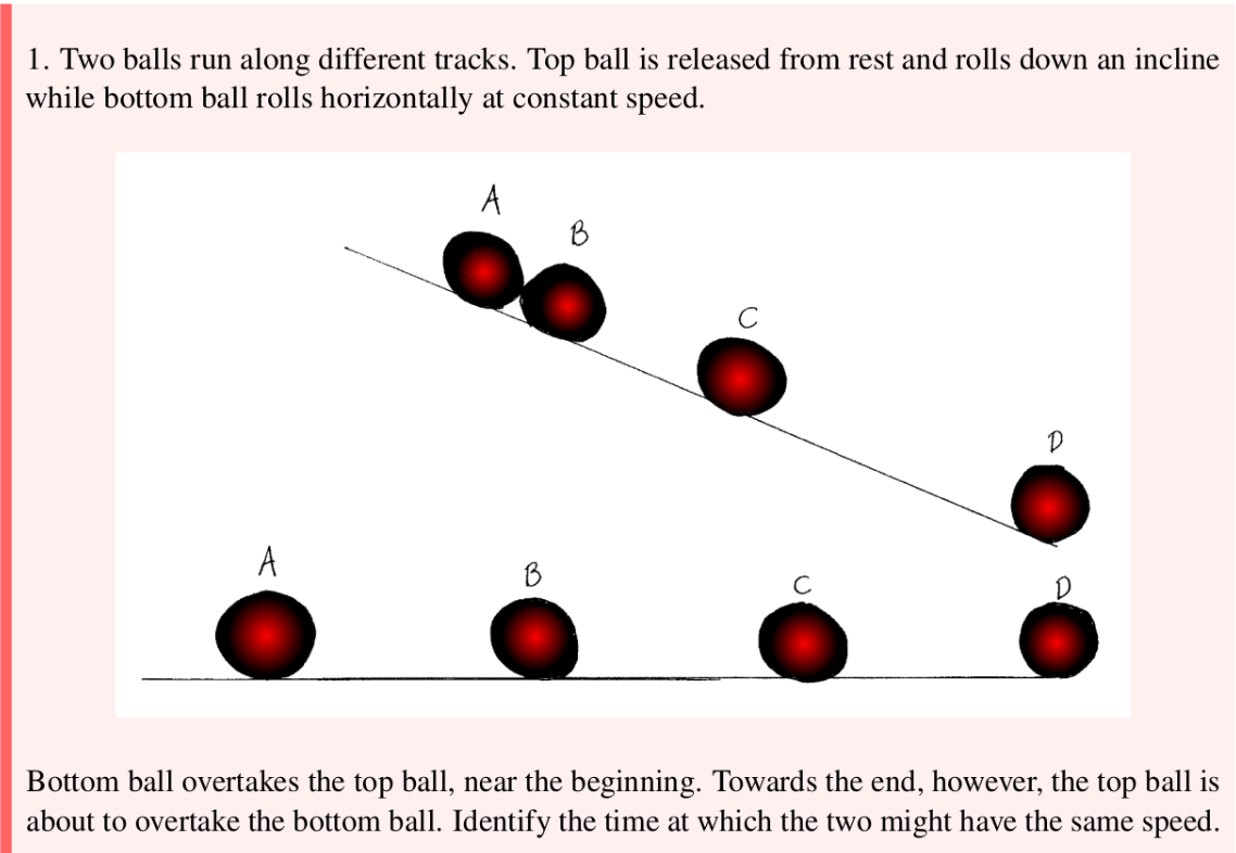 Solved 1. Two balls run along different tracks. Top ball is | Chegg.com
