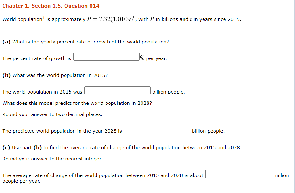 Solved Chapter 1, Section 1.5, Question 014 World population | Chegg.com Solved Chapter 1, Section 1.5, Question 014 World population | Chegg.com
