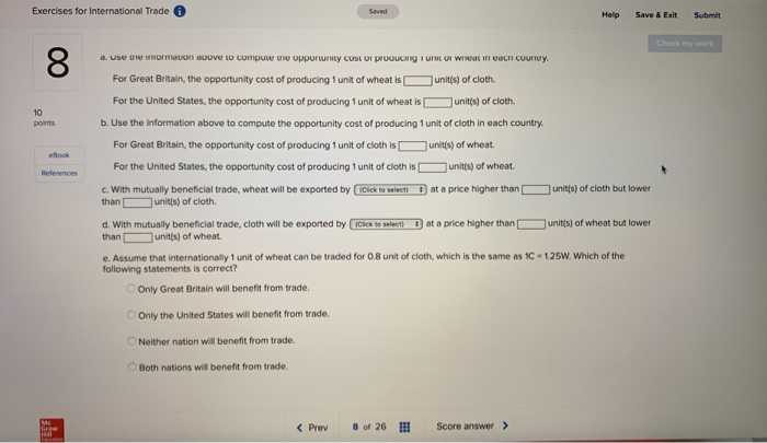 Solved Check my Assume that Great Britain and the United | Chegg.com