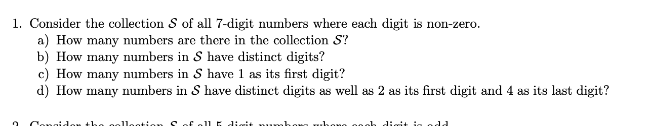 Solved 1. Consider the collection S of all 7-digit numbers | Chegg.com