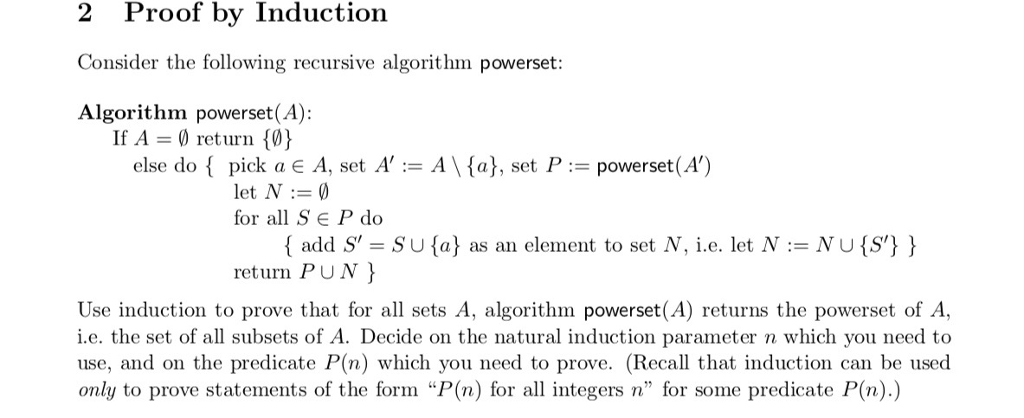 Solved 2 Proof by Induction Consider the following recursive | Chegg.com