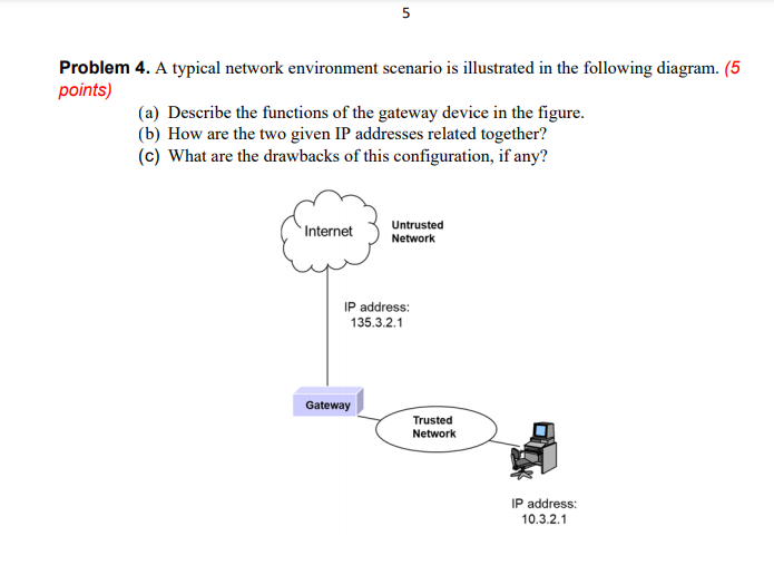 Solved 5 Problem 4. A typical network environment scenario | Chegg.com
