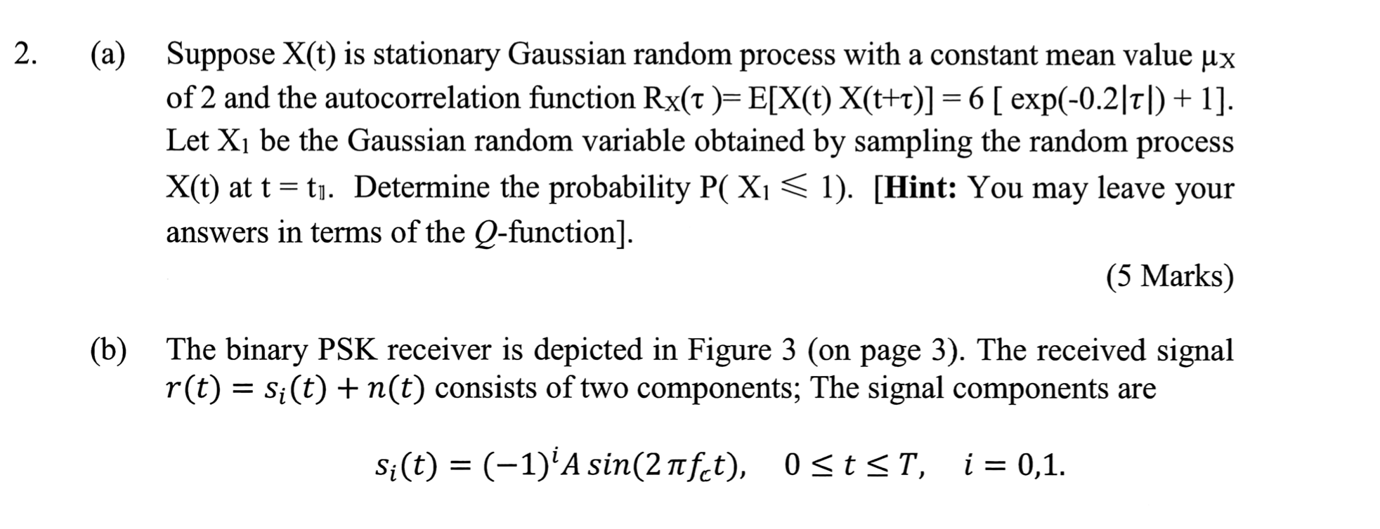 Solved (a) Suppose X(t) is stationary Gaussian random | Chegg.com