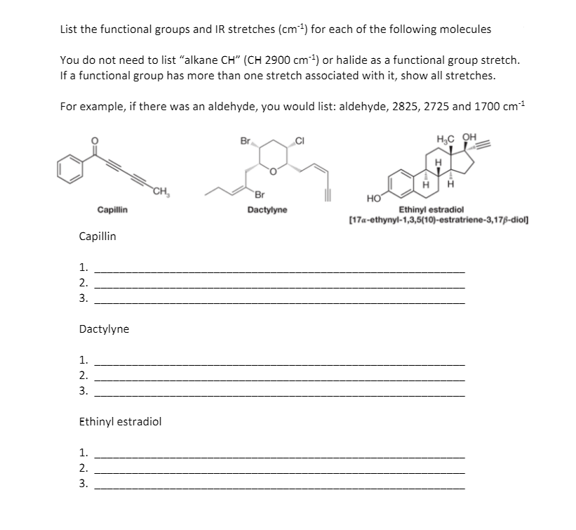 Solved List the functional groups and IR stretches (cm +) | Chegg.com