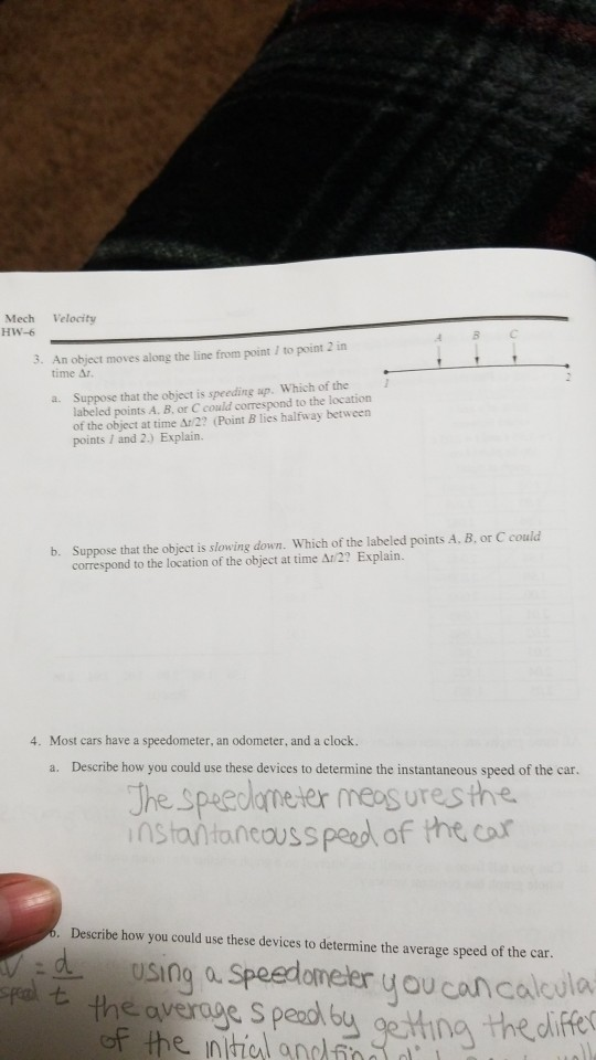 Solved Mech Velocity Hw 6 4b 3 An Object Moves Along The