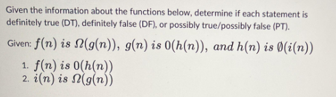 Solved Given the information about the functions below, | Chegg.com
