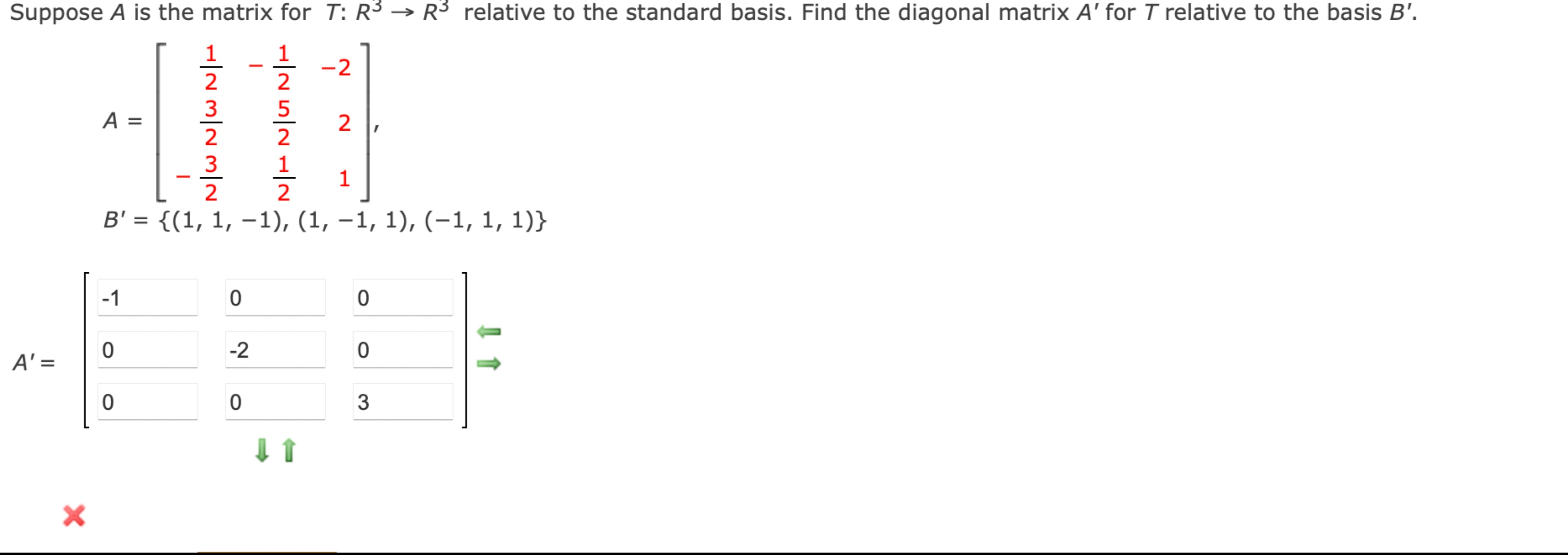 Solved Suppose A ﻿is the matrix for T:R3→R3 ﻿relative to the | Chegg.com