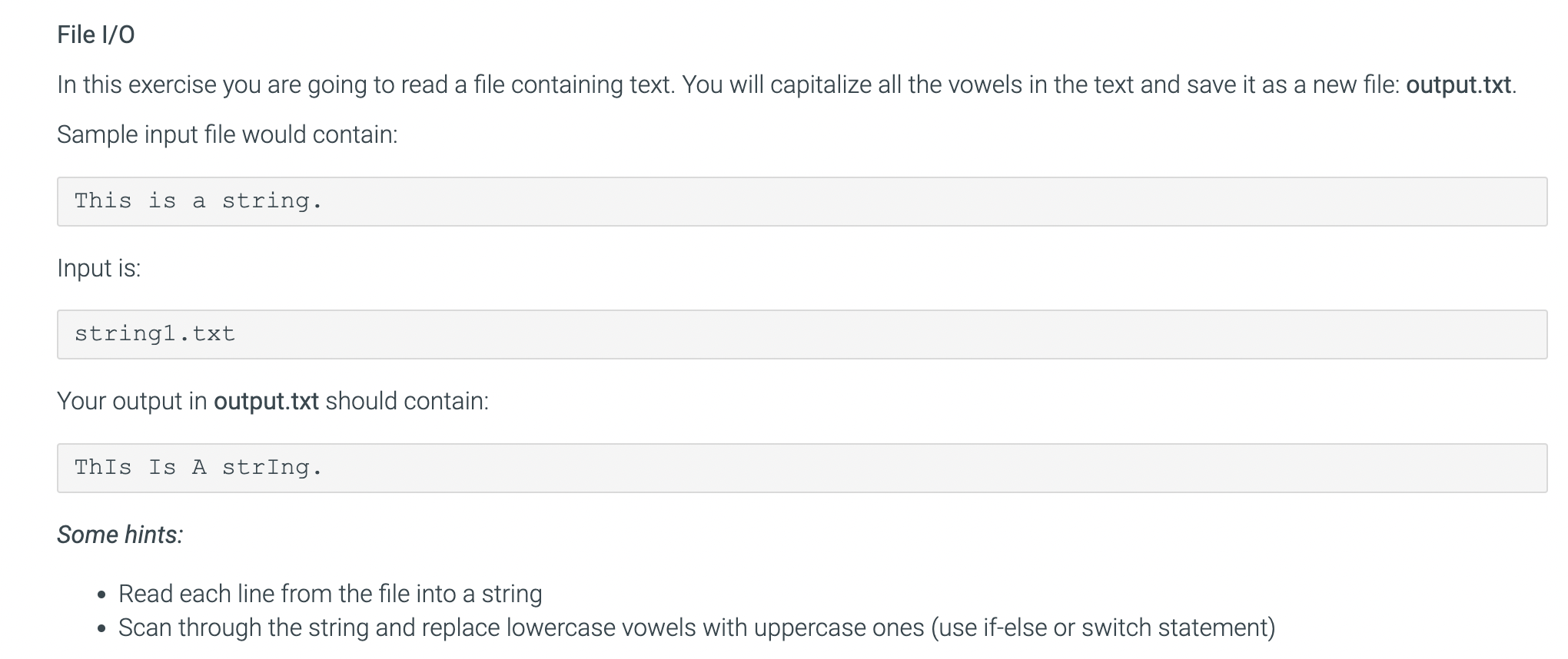 Solved File I/O In this exercise you are going to read a | Chegg.com