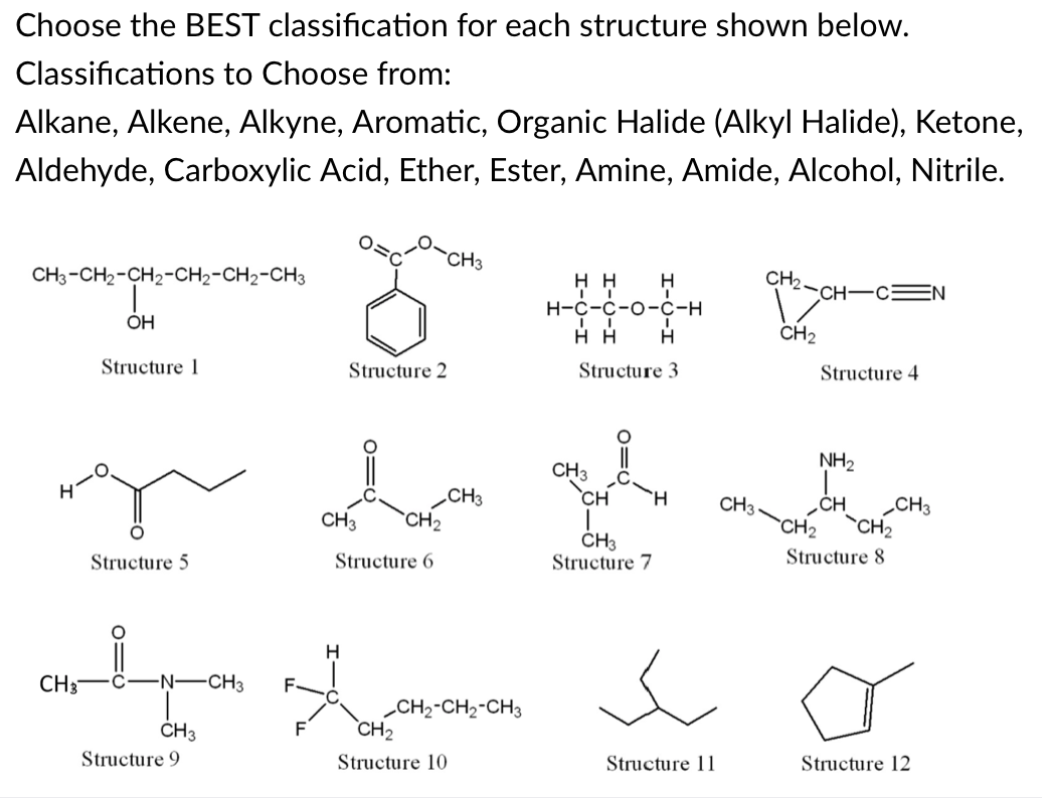 Solved Choose the BEST classification for each structure | Chegg.com