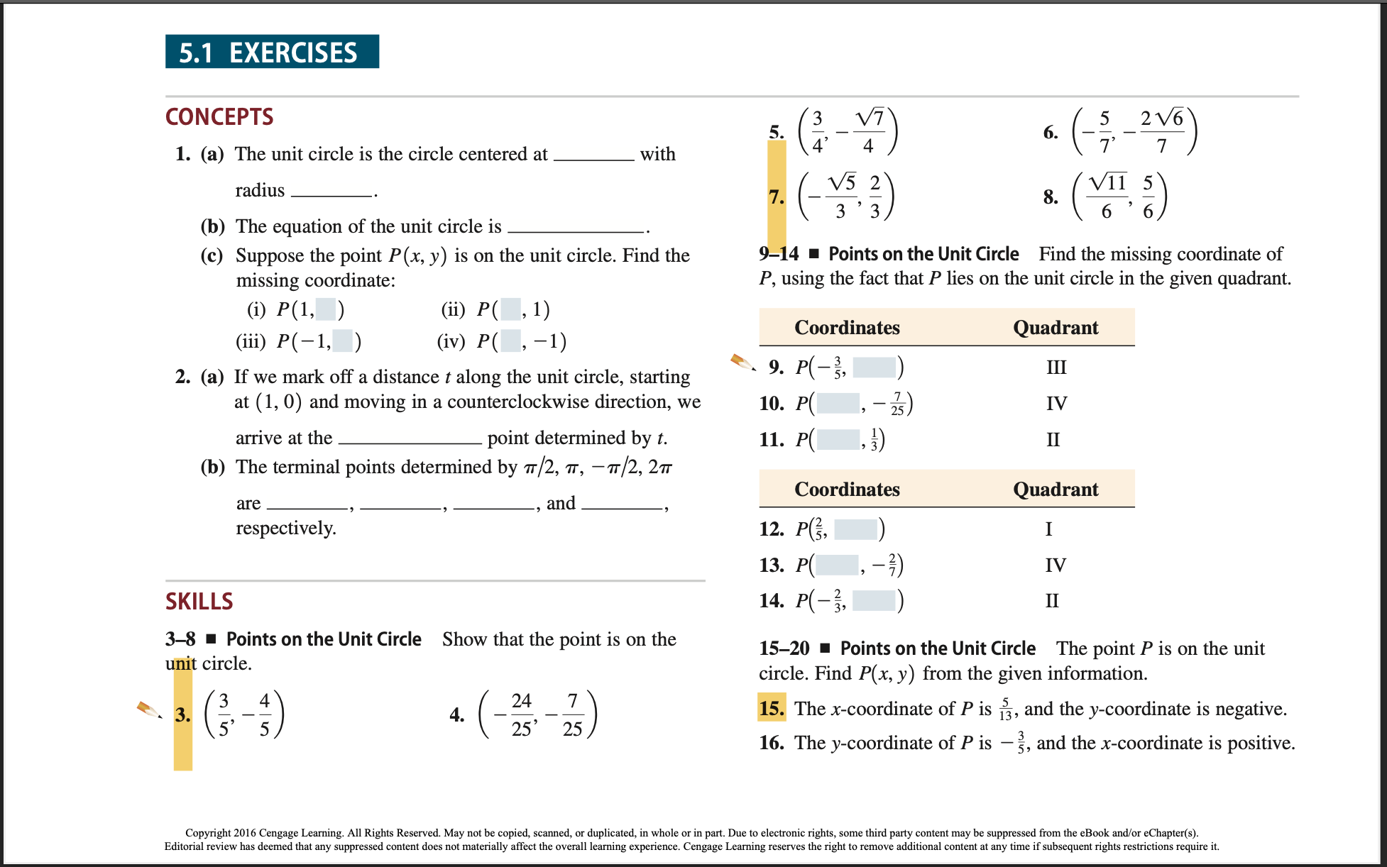 Solved CONCEPTS 1. (a) The unit circle is the circle | Chegg.com