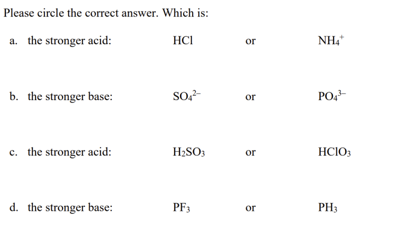 Solved Please circle the correct answer. Which is: a. the | Chegg.com