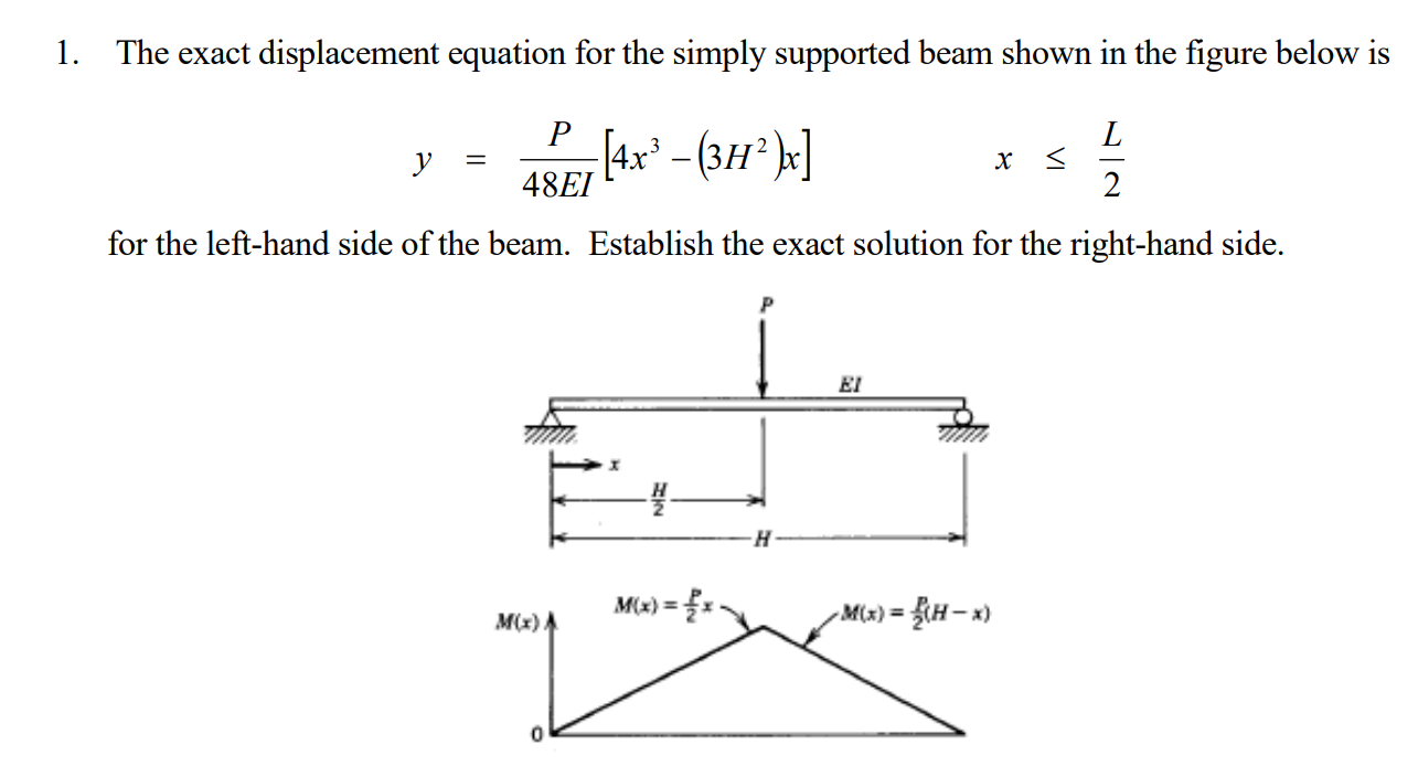 Solved 1. The exact displacement equation for the simply | Chegg.com