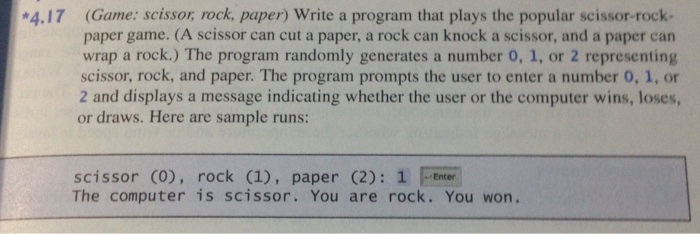 Solved (Game: scissor, rock, paper) Write a program that | Chegg.com