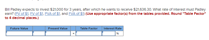 Solved Bill Padley expects to invest $21,000 for 3 years, | Chegg.com