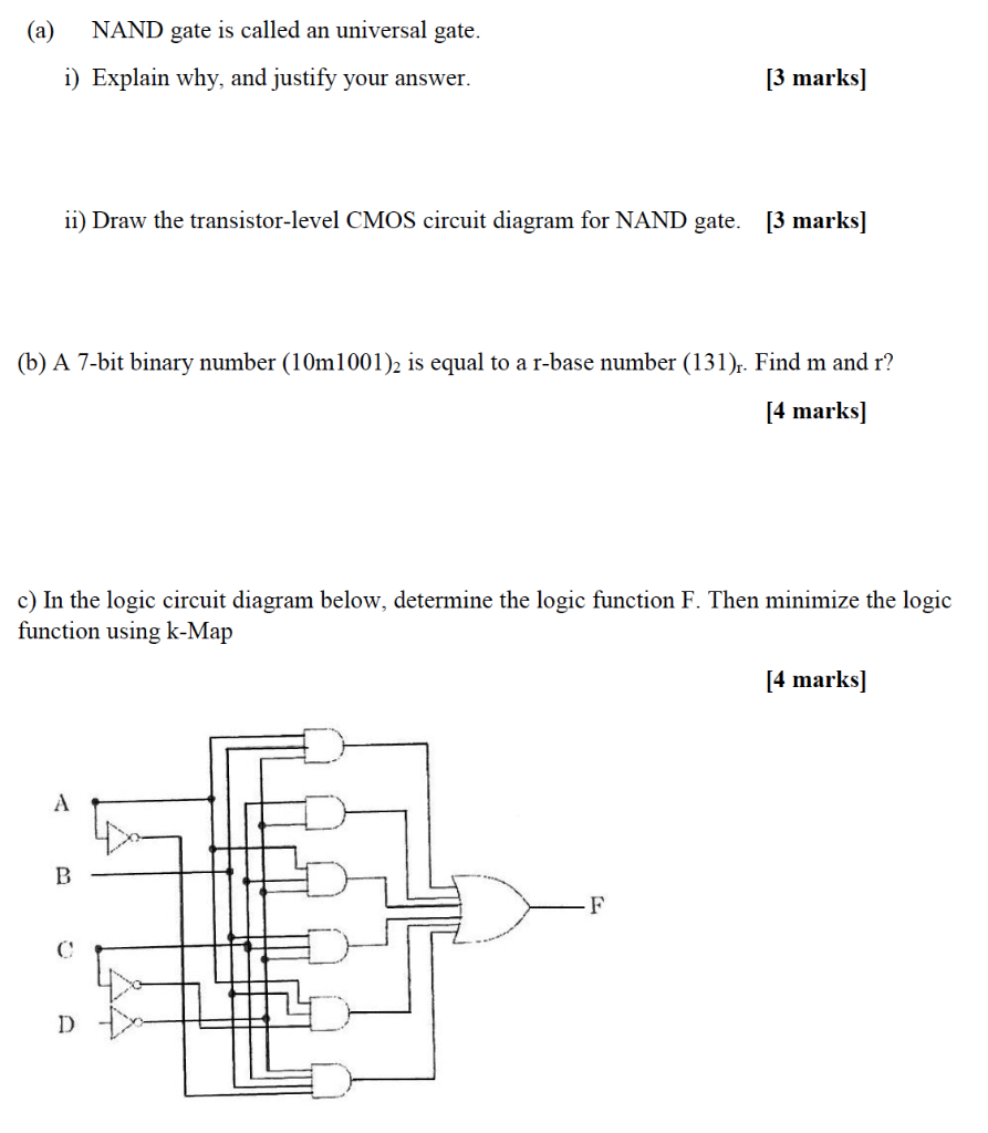 Solved (a) NAND gate is called an universal gate. i) Explain | Chegg.com