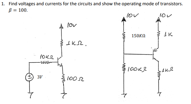 Solved 1. Find voltages and currents for the circuits and | Chegg.com