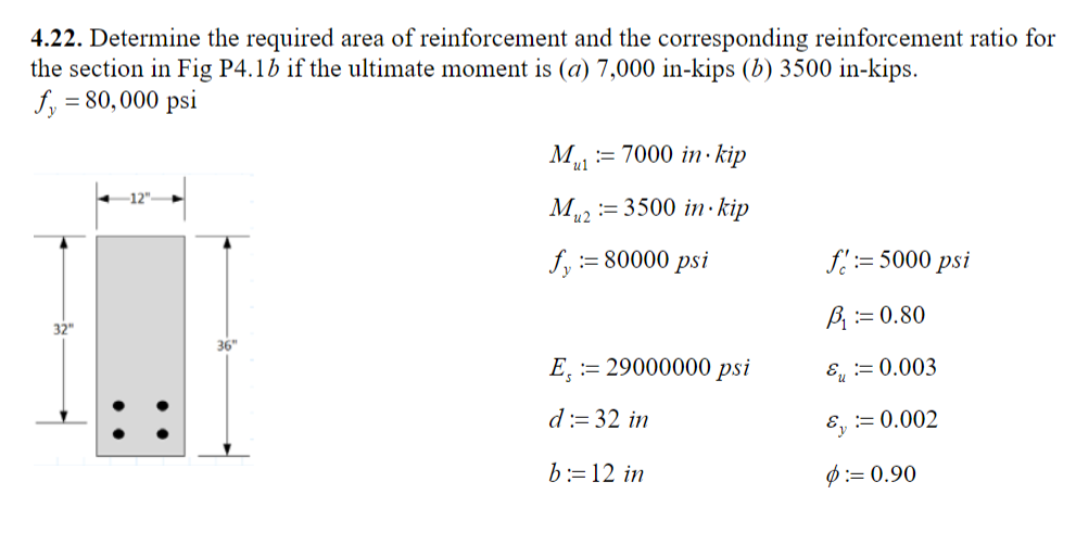 Solved 4.22. Determine the required area of reinforcement | Chegg.com