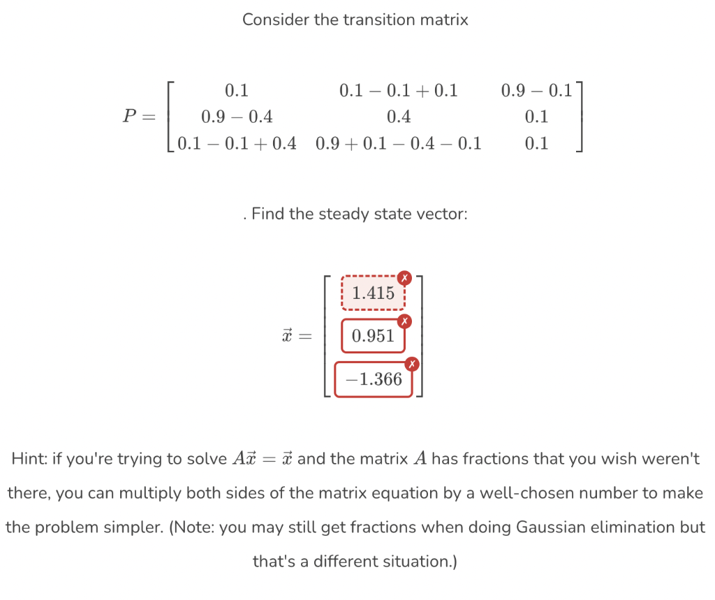 Solved Consider the transition matrix | Chegg.com