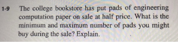 Solved The college bookstore has put pads of engineering | Chegg.com