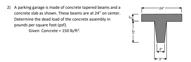 Solved A parking garage is made of concrete tapered beams | Chegg.com