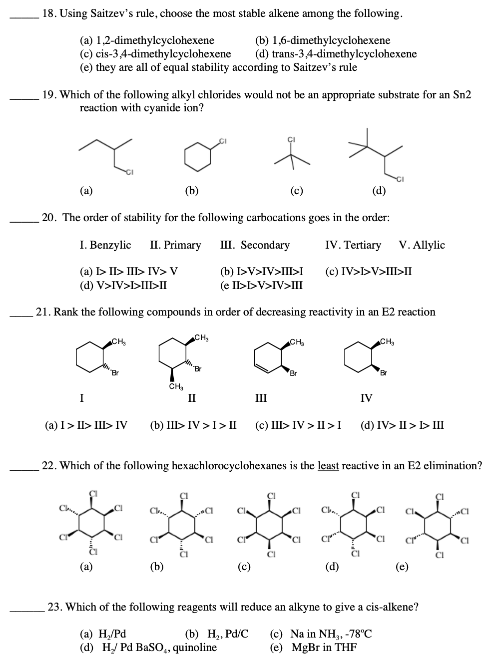 Solved Using Saitzev’s rule, choose the most stable alkene | Chegg.com