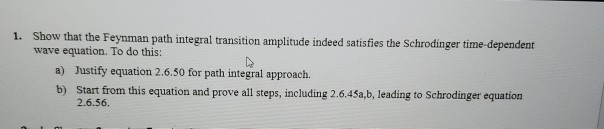 Solved 1. Show that the Feynman path integral transition | Chegg.com