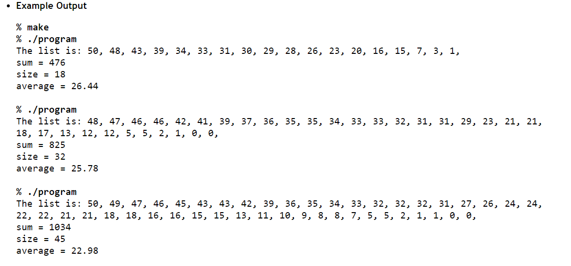 Solved Create a random sized linked list of randomly | Chegg.com